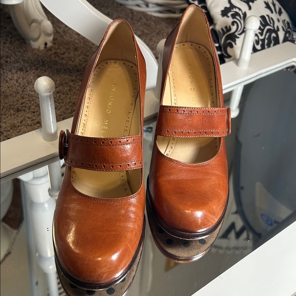 ANTONIO MELANI | Shoes | Antonio Melani Camel Leather Mary Jane Heels 3 ...